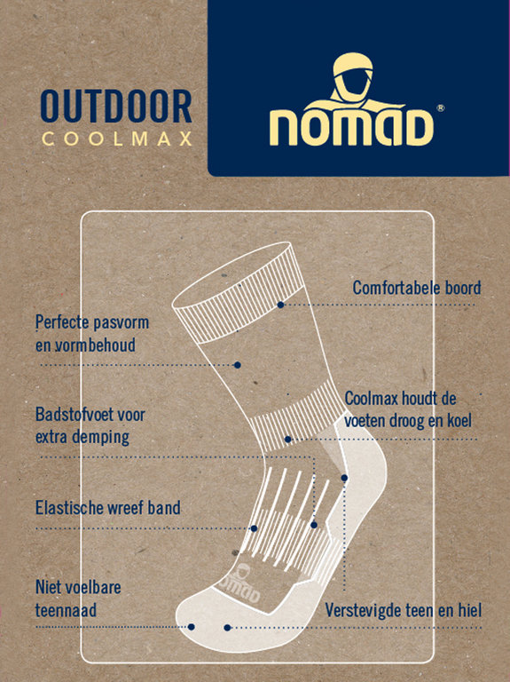 Nomad Coolmax Crew 2-Pack (Sand) Sokken