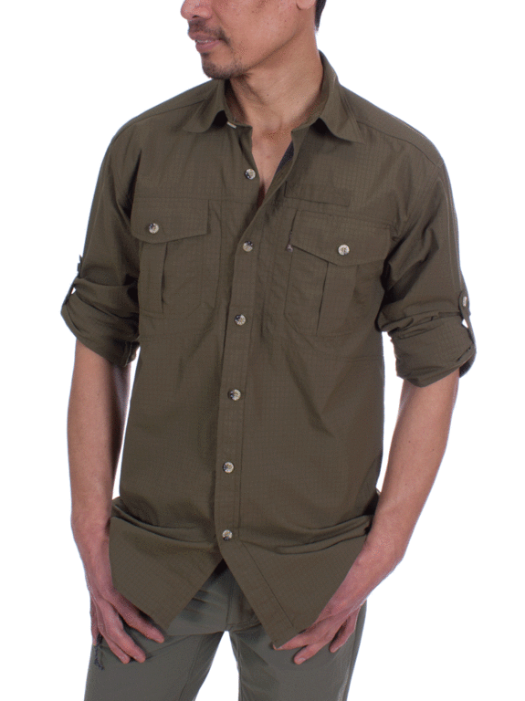 Pinewood Heren Namibia Shirt (Green) Outdoor Hemd