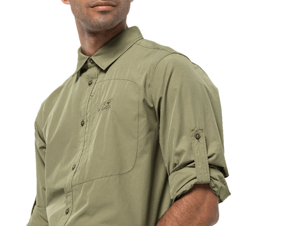 Jack Wolfskin Men's Lakeside Roll-Up Shirt (Khaki) Summer Shirt
