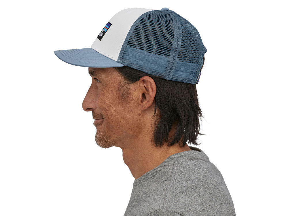 Patagonia P-6 Logo Trucker Hat (White w/Light Plume Grey) Cap