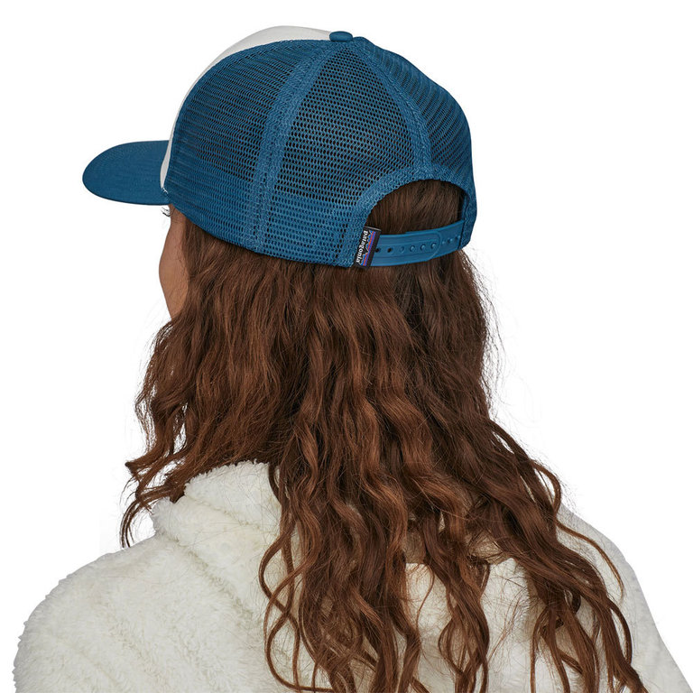 Patagonia P-6 Logo LoPro Trucker Hat (White w/Wavy Blue) Cap