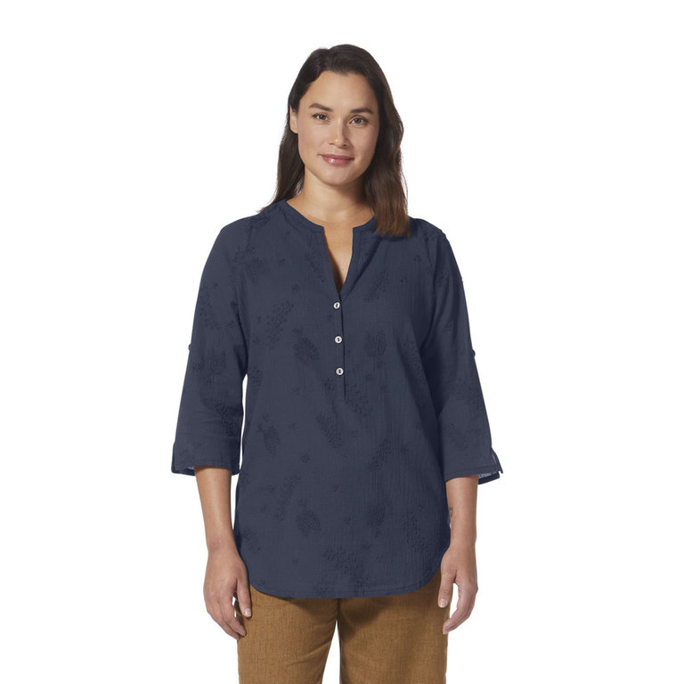 Royal Robbins Dames Oasis Tunic II 3/4 Sleeve (Navy) Shirt