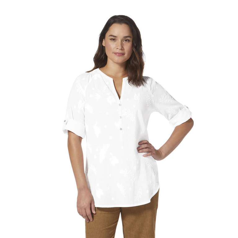 Royal Robbins Dames Oasis Tunic II 3/4 Sleeve (White) Shirt